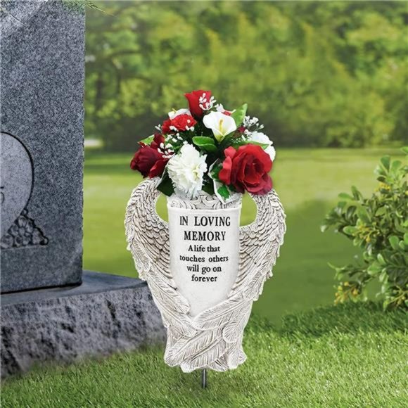 Other | Grave Decorations For Cemetery Angel Wings Vases With Spikes ...